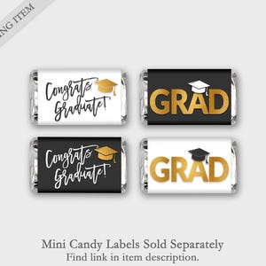 Graduation Stickers, Class of 2025, Circle Party Labels, Black-white ...