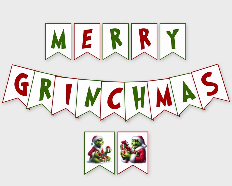 Printable Merry Grinchmas Banner, Christmas Party, Holiday Decoration ...