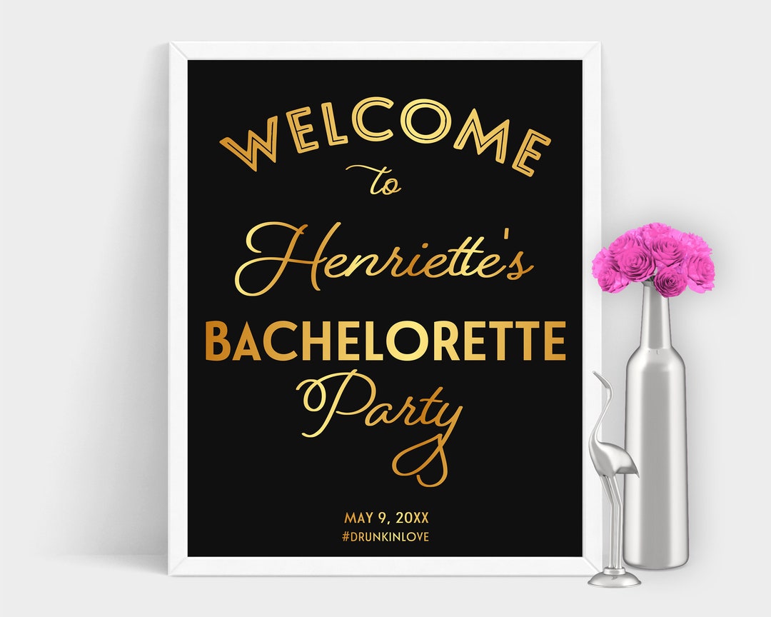 Bachelorette Party Custom Welcome Sign Black & Gold - Etsy