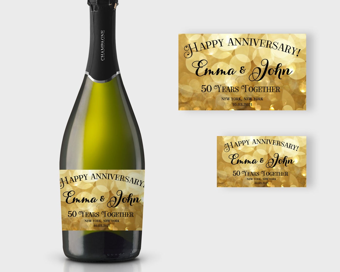 Happy Anniversary Champagne Labels Customized Champagne | Etsy