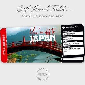 Japan Travel Ticket, Japan Boarding Pass, Custom Gift Ticket, Japanese ...