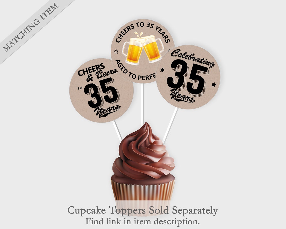 Cheers & Beers to 35 Years Party Sign 35th Milestone Birthday - Etsy