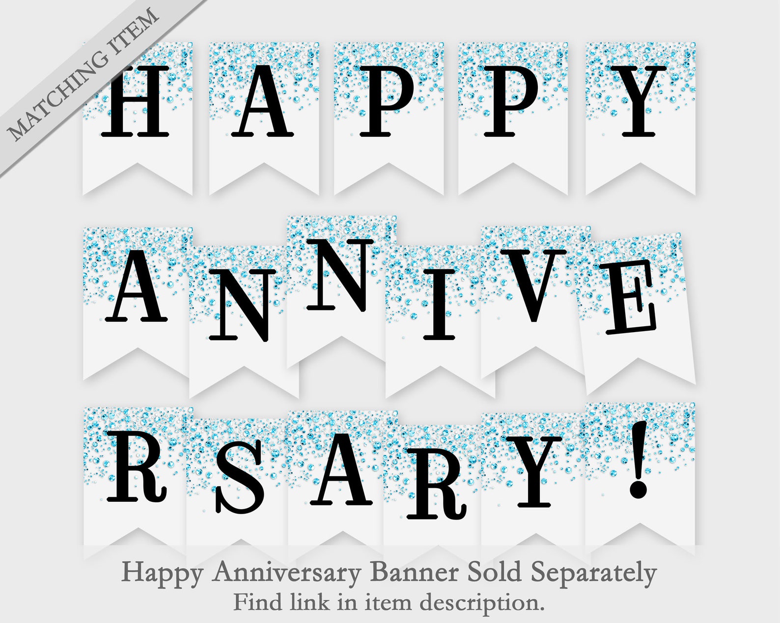 Happy Anniversary Printable Banner - Silver Confetti Glitters ...