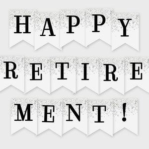 Happy Retirement Printable Banner - Silver Confetti Glitters ...