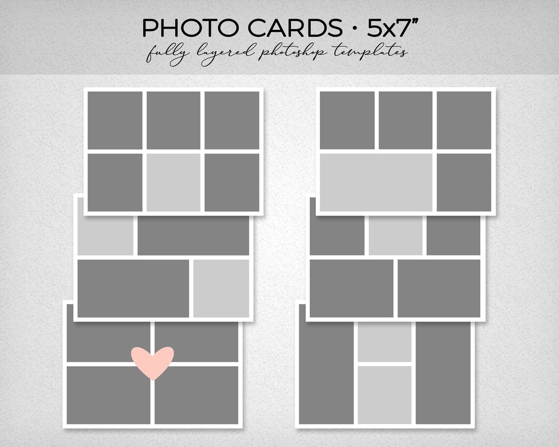 6 Photo Card Templates 5x7 Scrapbook Template Blog | Etsy