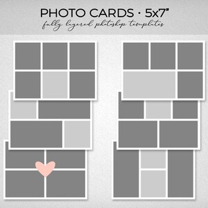 6 Photo Card Templates 5x7" - Scrapbook Template, Blog Board, Photoshop ...