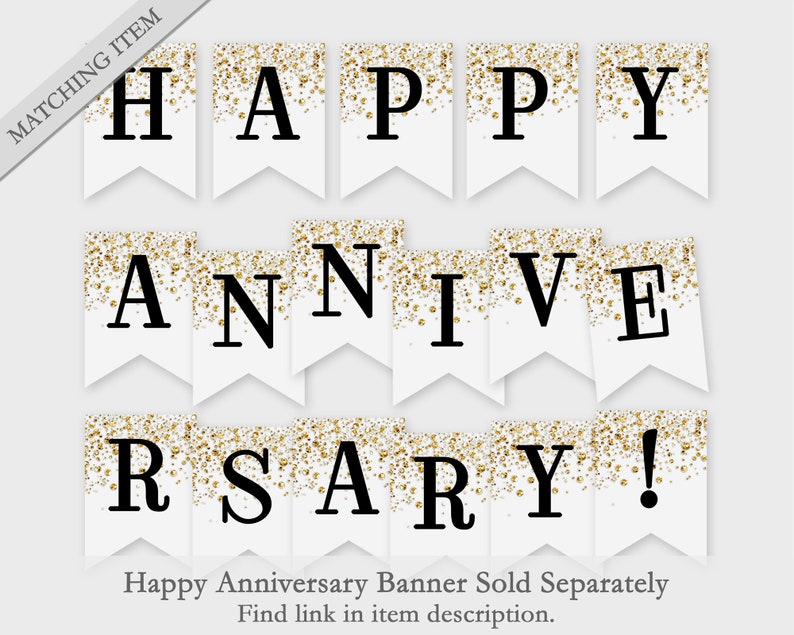 Happy Anniversary Printable Banner - Silver Confetti Glitters ...
