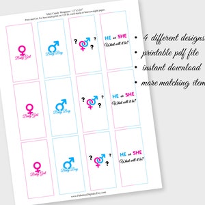 Gender Reveal Mini Candy Labels, Baby Boy or Baby Girl, Male & Female ...