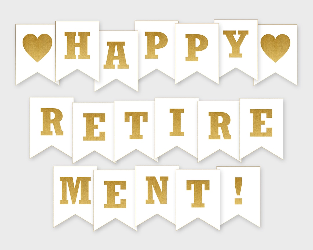 Happy Retirement Printable Banner - Gold Party Banner - Printable PDF ...