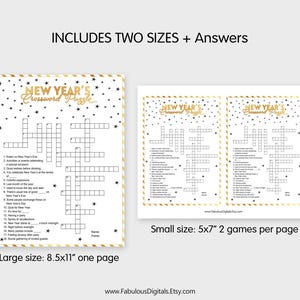 New Year's Crossword Puzzle Game, New Year's Words Games, Funny Family ...