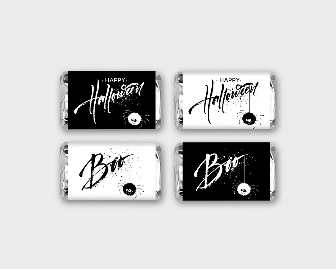 Printable Halloween Candy Bar Wrapper, Happy Halloween Mini Chocolate ...