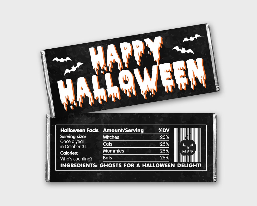 Printable Halloween Candy Bar Wrapper, Happy Halloween Regular ...