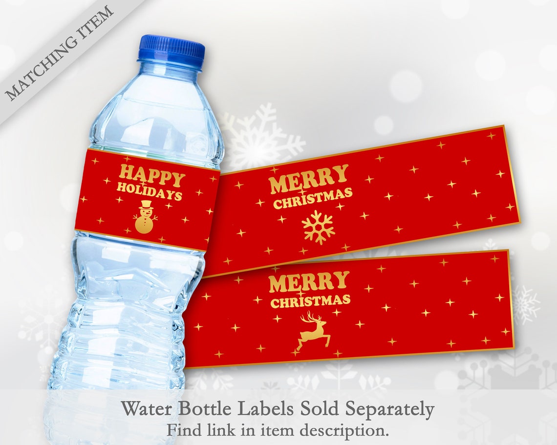 Printable Happy Holidays Banner, Red & Gold - Christmas Party, Holiday ...