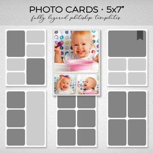 6 Photo Card Templates 5x7 Scrapbook Template, Blog Board, Photoshop ...