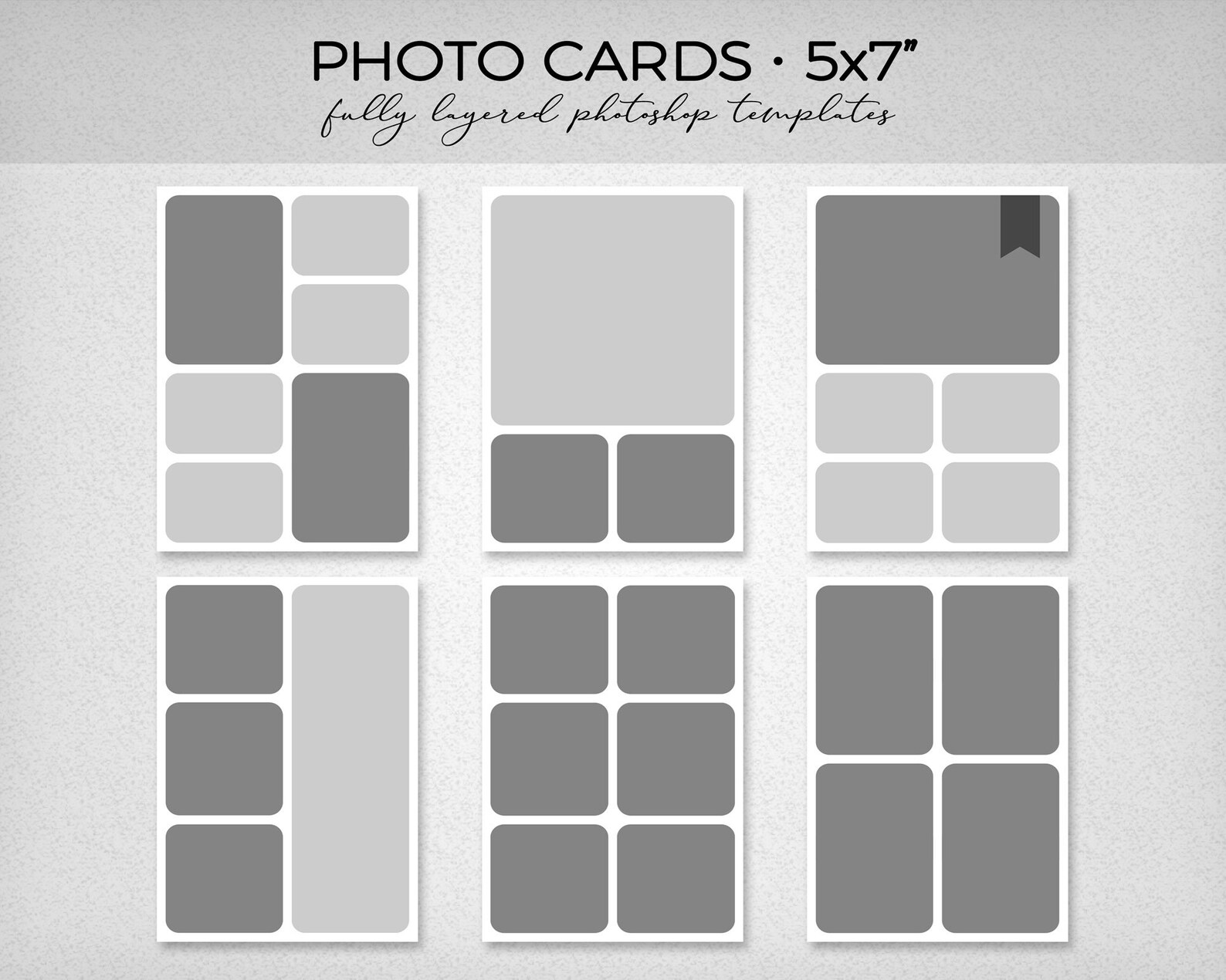 6 Photo Card Templates 5x7 Scrapbook Template Blog | Etsy