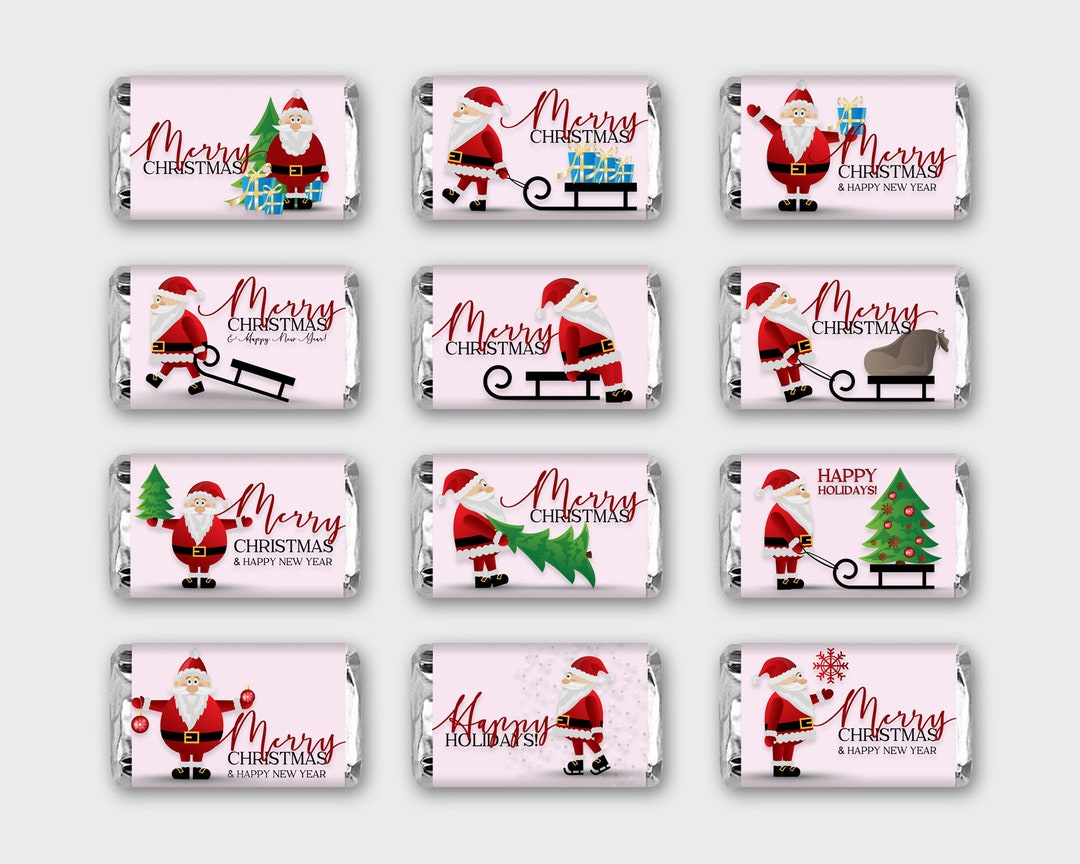 Santa Claus Mini Candy Wrappers - Santa Design Christmas Mini Chocolate ...