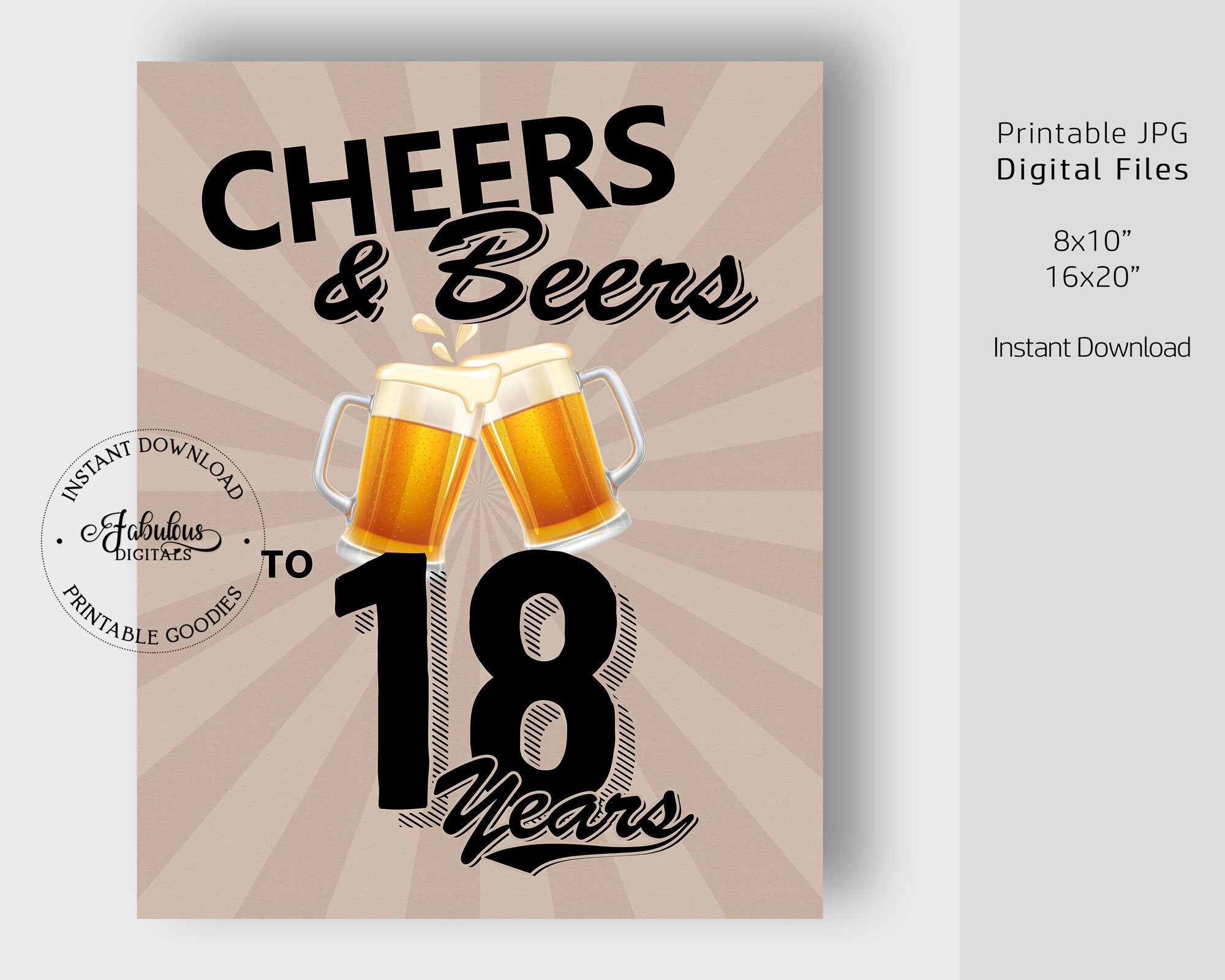 Cheers & Beers to 18 Years Party Sign 18th Milestone Birthday | Etsy