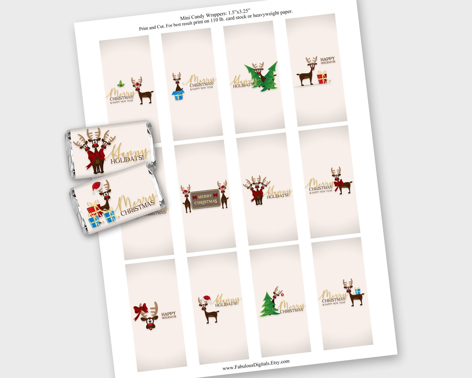 Rudolph the Red Nose Reindeer Mini Candy Wrappers - Christmas Mini ...