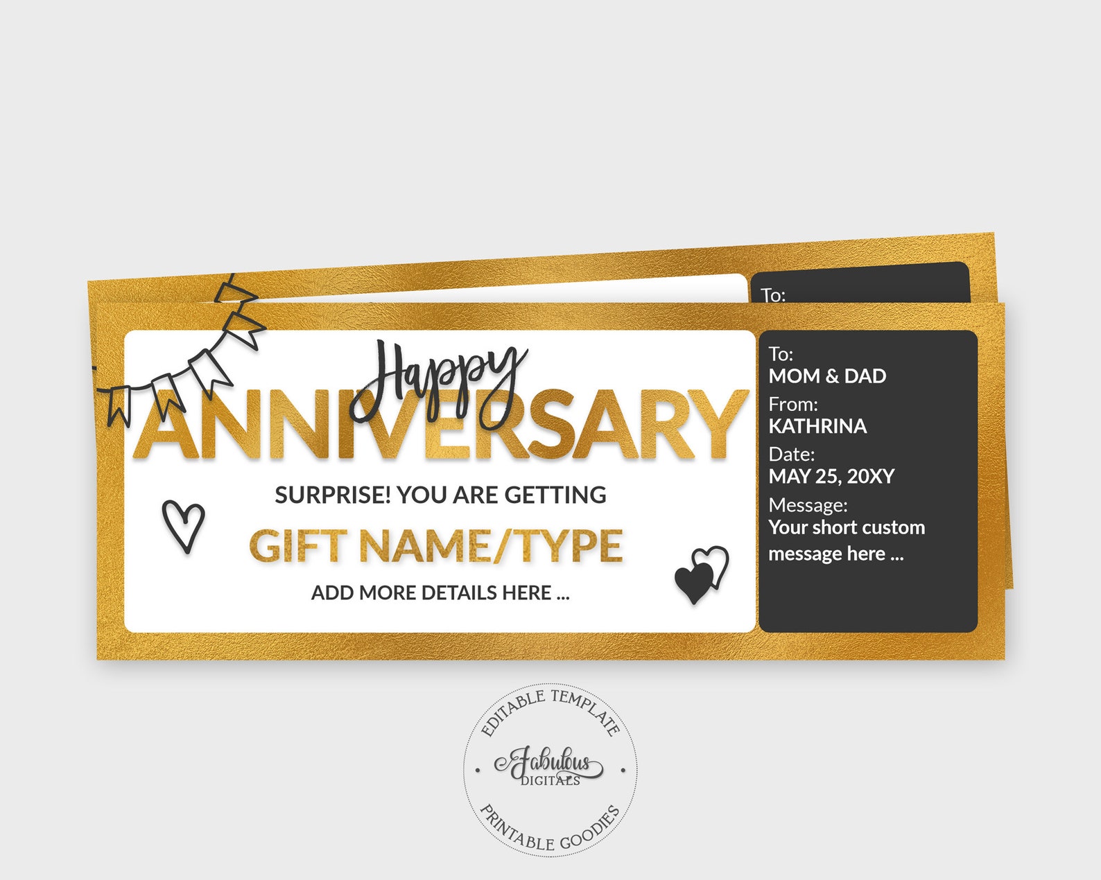 Happy Anniversary Gift Ticket Custom Gift Certificate - Etsy