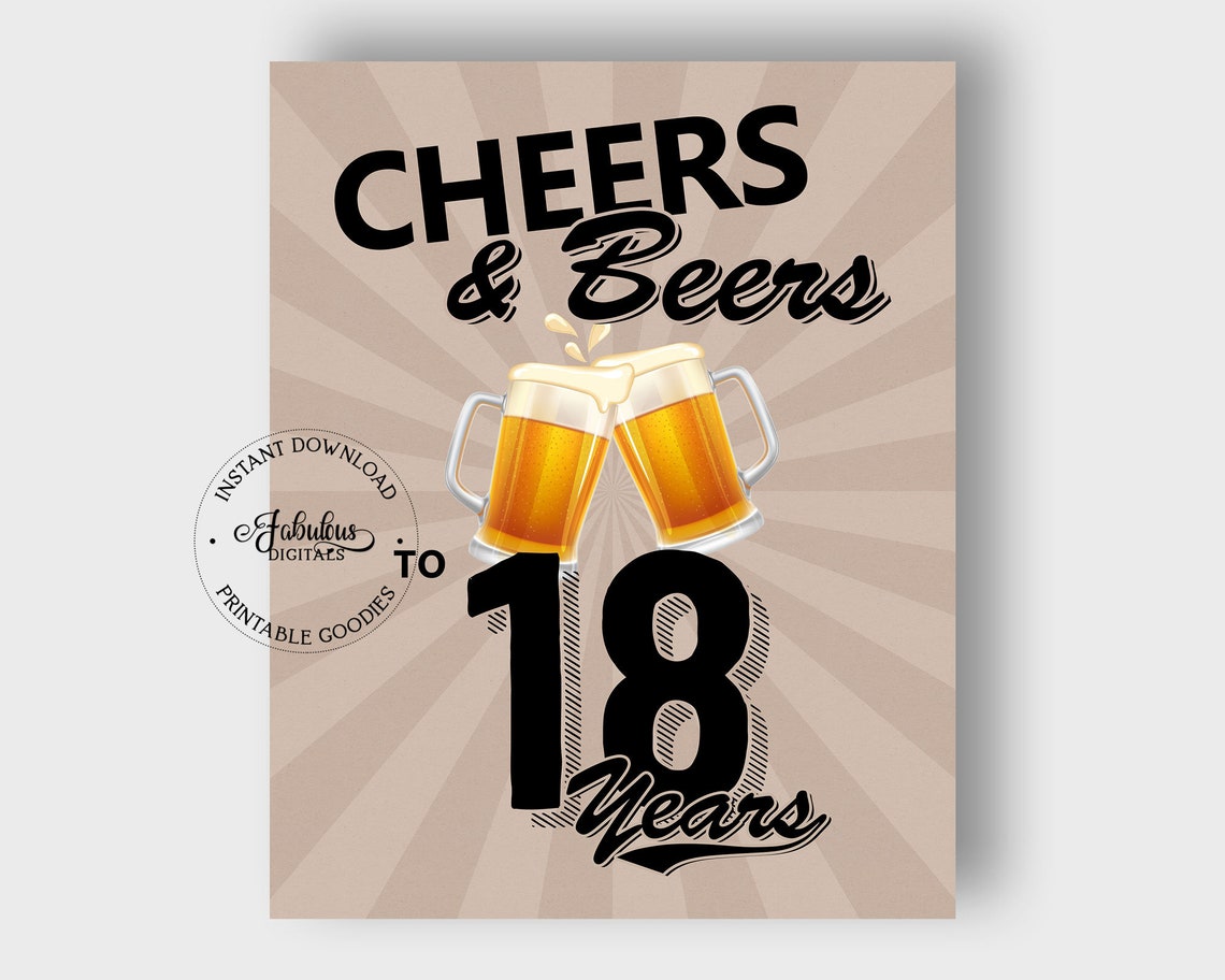 Cheers & Beers to 18 Years Party Sign 18th Milestone Birthday | Etsy