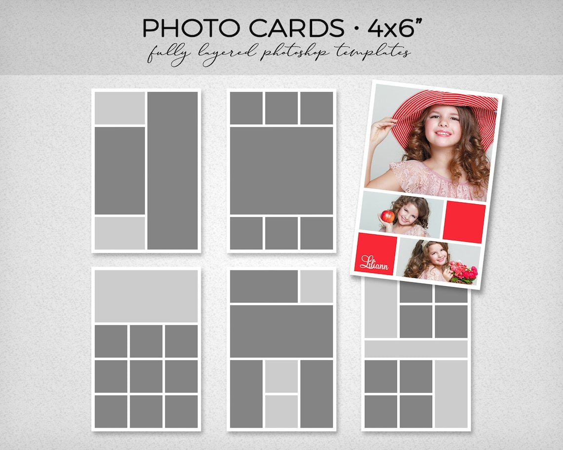 6 Photo Card Templates 4x6 Scrapbook Template Blog | Etsy