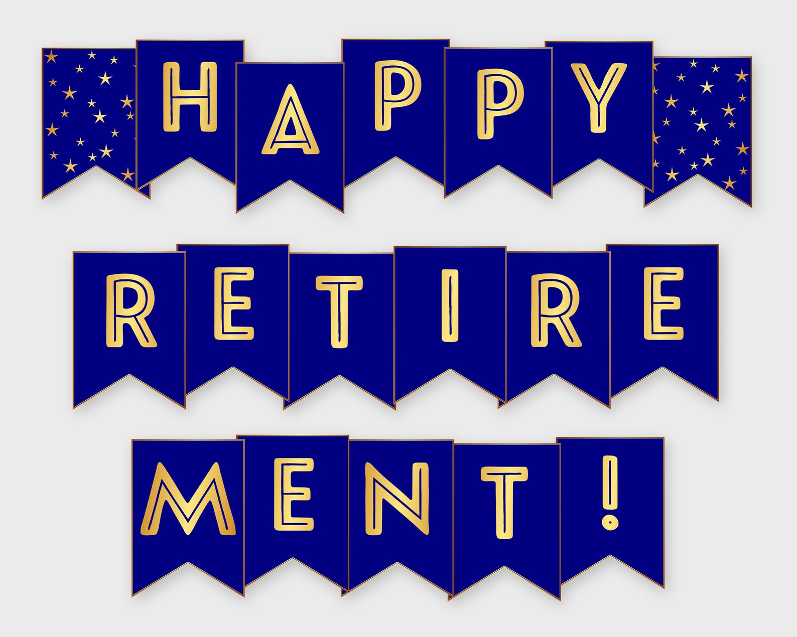 Happy Retirement Printable Banner Navy & Gold Birthday - Etsy