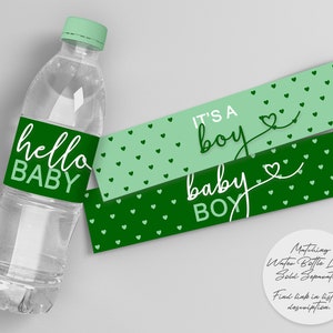 Baby Shower Hershey Kisses Labels - Green Hearts Baby Boy Kisses ...