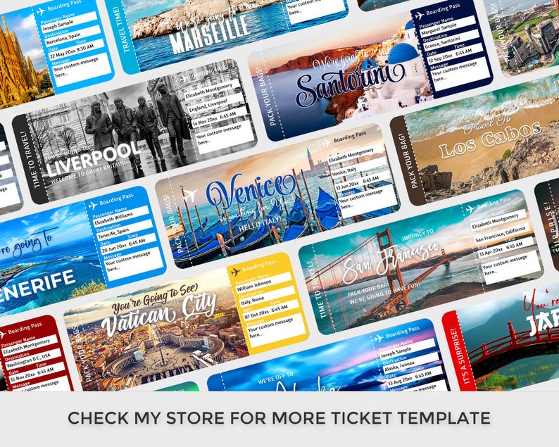 Rome Travel Ticket, Rome Trevi Fountain Ticket, Custom Plane Ticket ...