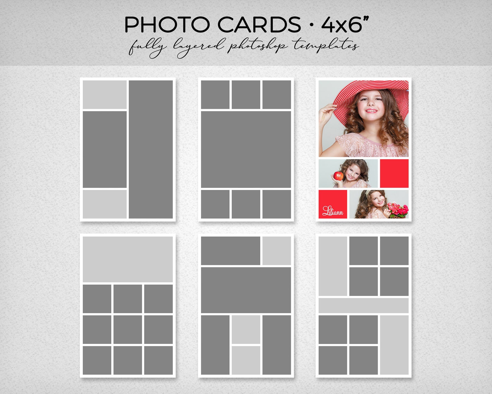 6 Photo Card Templates 4x6 Scrapbook Template Blog | Etsy