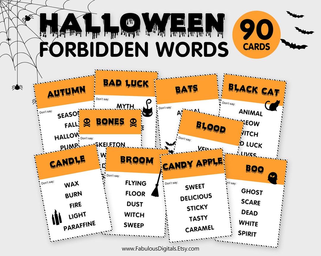 Halloween Forbidden Words Game, Family Halloween Spooky Game, Taboo ...