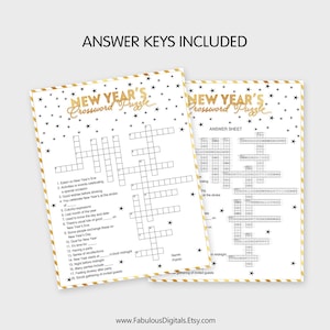 New Year's Crossword Puzzle Game, New Year's Words Games, Funny Family ...