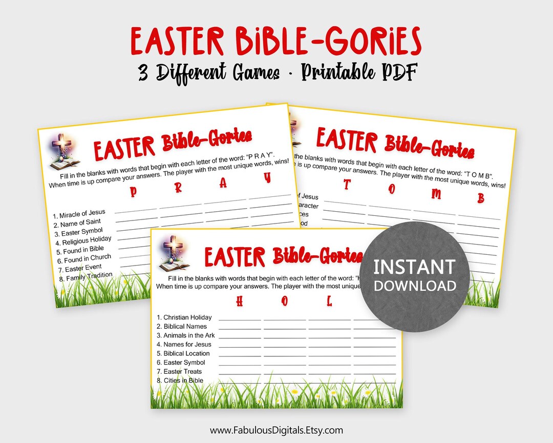 Easter Day Bible-gories Mini Bundle, 3 Religious Scattergories ...