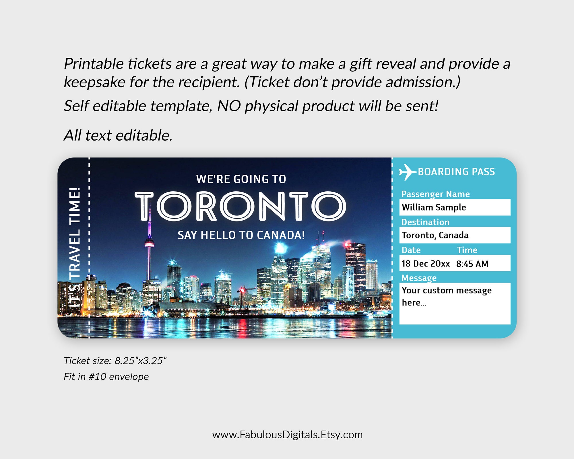 Toronto Travel Ticket, Toronto Gift Ticket, Toronto Nightscape, Canada ...