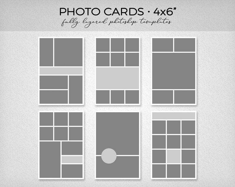 6 Photo Card Templates 4x6 Scrapbook Template Blog | Etsy