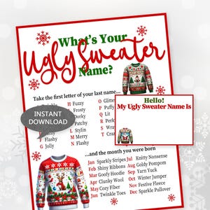 What's Your Ugly Sweater Name? Christmas Activity Party Name Generator ...