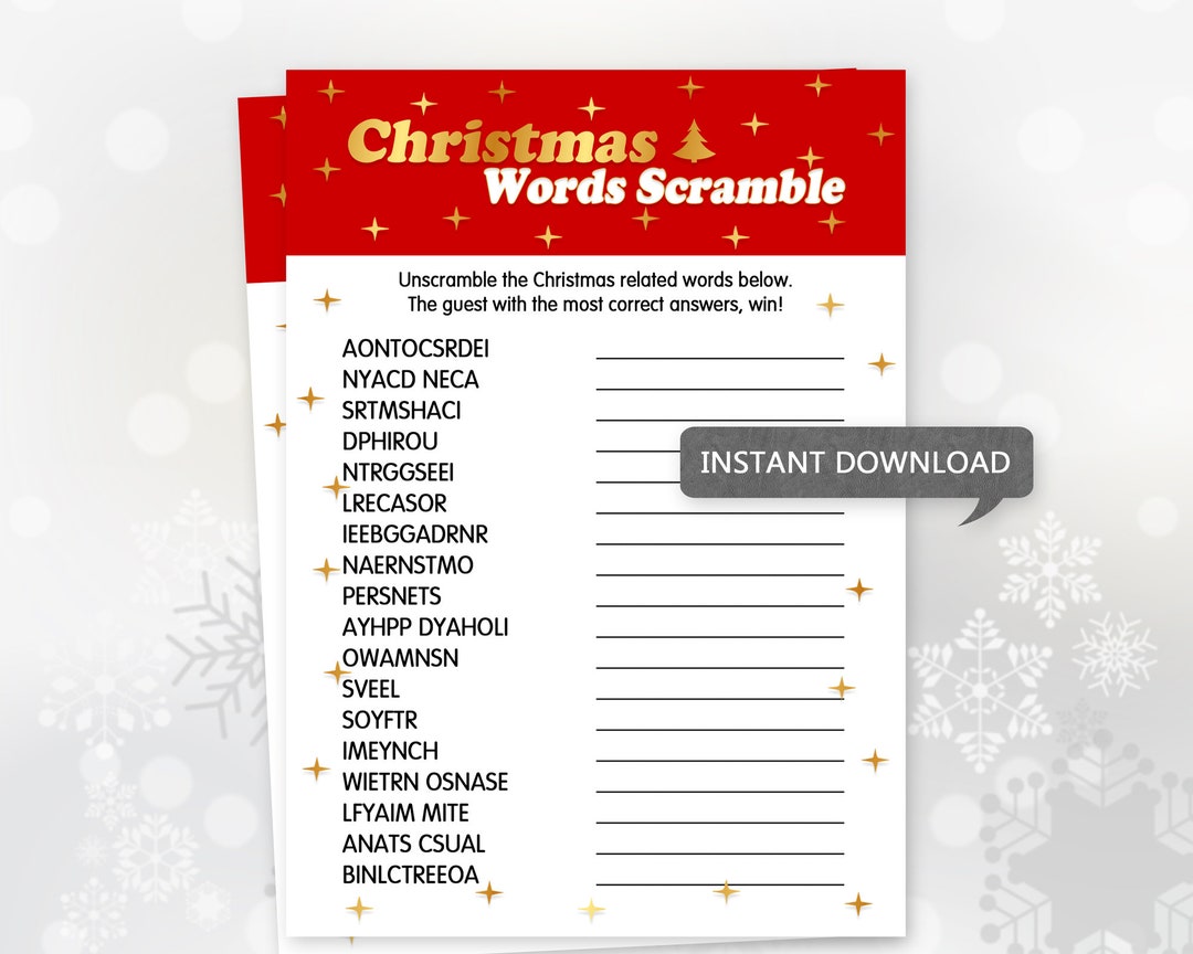 Christmas Words Scramble Game, Christmas Words Games, Funny Family ...
