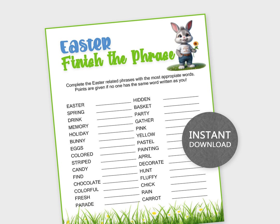 Easter Day Finish the Phrase, Easter Words Game, Fun Party Game ...
