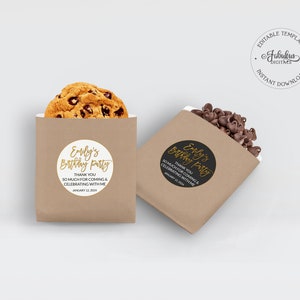 Birthday Stickers, Birthday Labels, Birthday Party Favors, Black-white ...