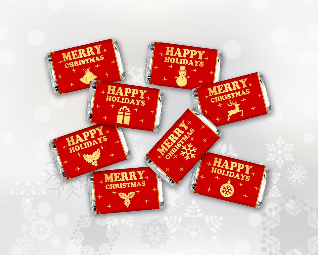 Merry Christmas Candy Bar Wrappers Mini Chocolate Labels - Etsy