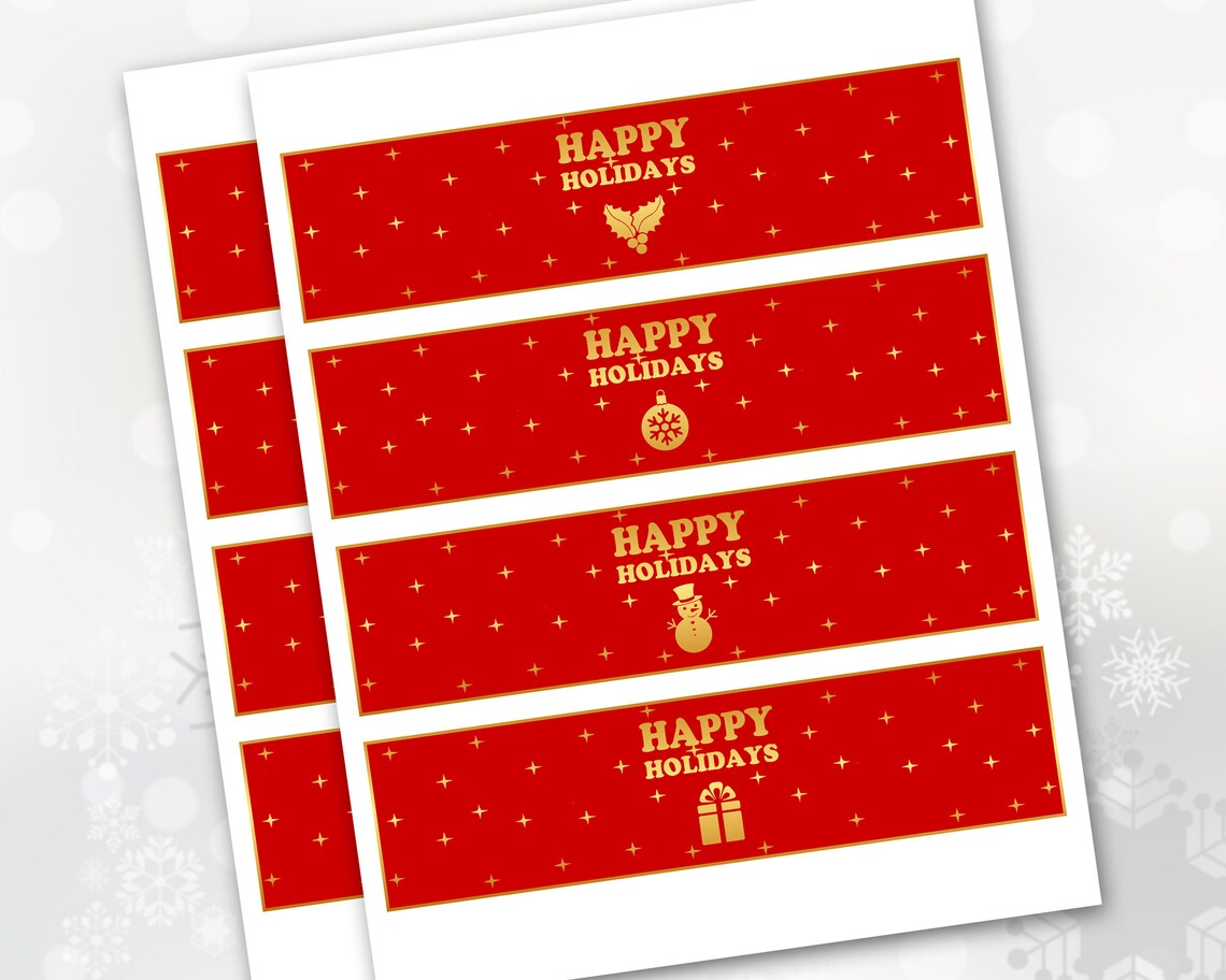 Christmas Water Bottle Labels Merry Christmas Happy - Etsy