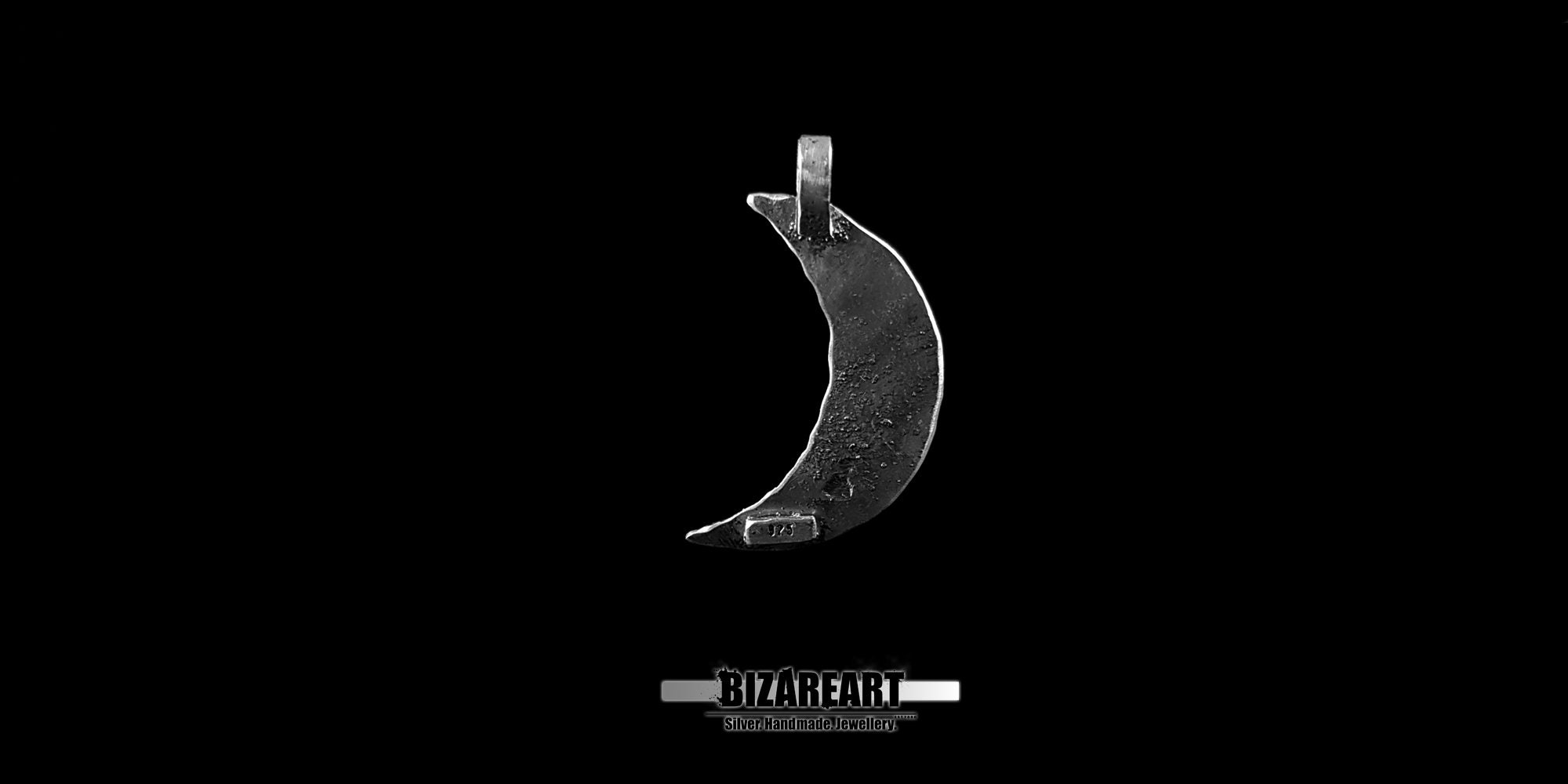 Silver Crescent Moon Pendant Moon Jewelry Silver Moon Pendant Rough ...