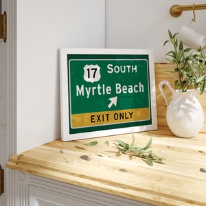 Myrtle Beach Print, Myrtle Beach Wall Art, Beach Decor, Vintage Wall ...