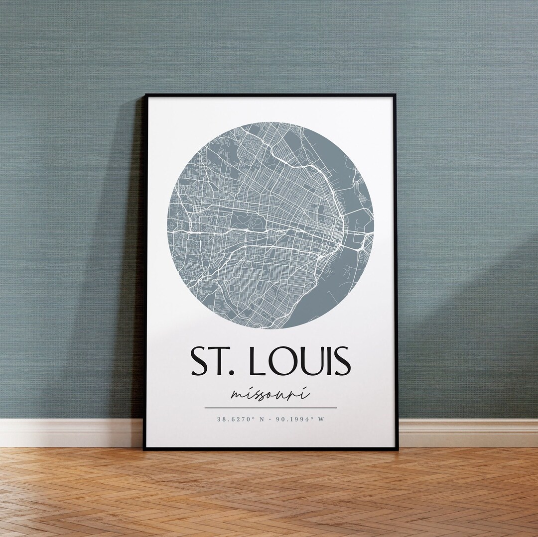 St Louis City Map, St Louis Missouri, St. Louis Print, Missouri Map, St ...