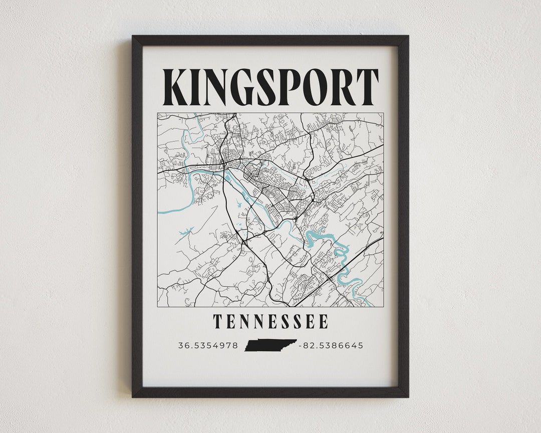 Kingsport Tennessee, Kingsport Map, Kingsport Print, Tennessee Decor ...
