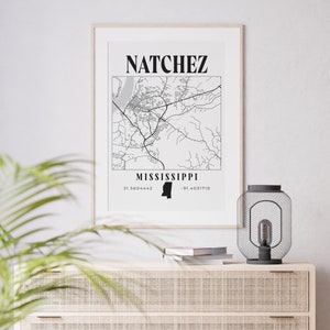 Natchez Mississippi Print Natchez Map Natchez Art - Etsy