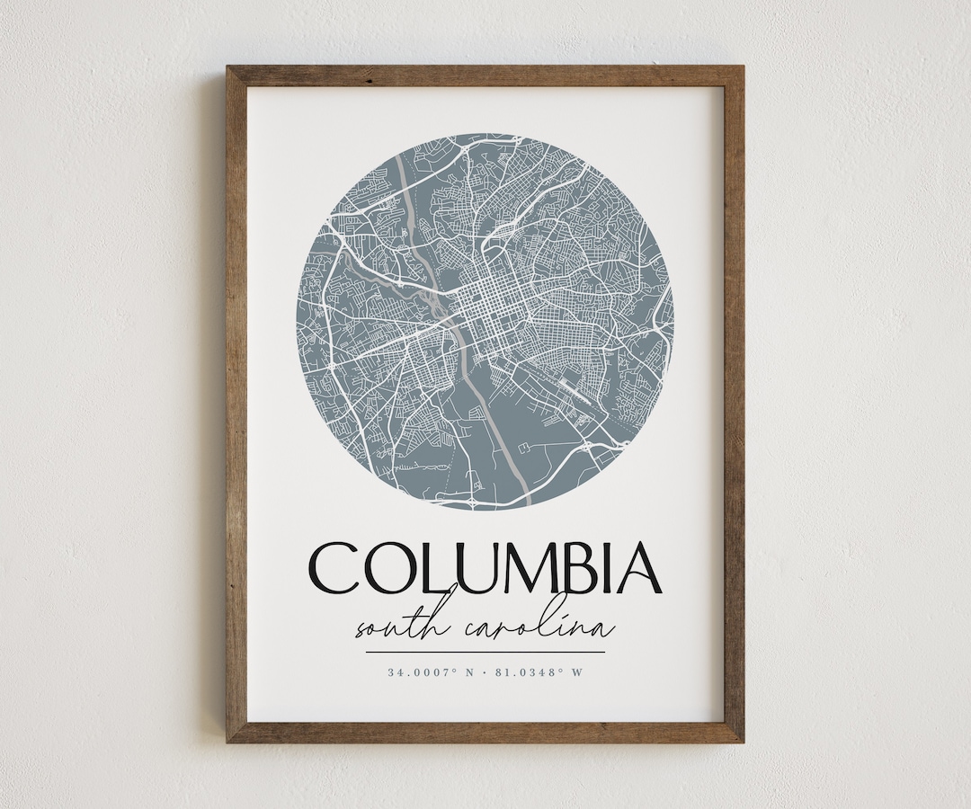 Columbia Map, Columbia, South Carolina, Map Print, Columbia Print, City ...