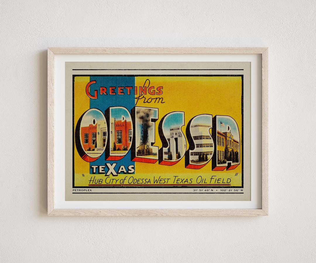 Odessa Texas Print, Odessa Wall Art, Retro Texas Decor, Odessa Poster ...