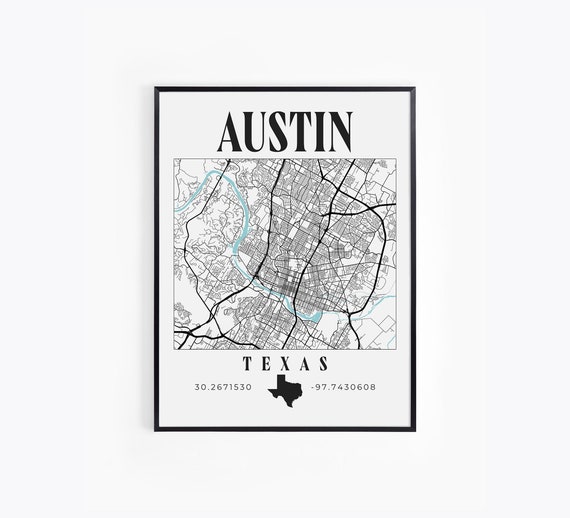 Austin Texas Map of Austin City Map Texas Map Austin - Etsy