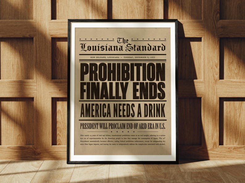 Prohibition Ends, Prohibition Poster, Bar Decor, Speakeasy Decor ...