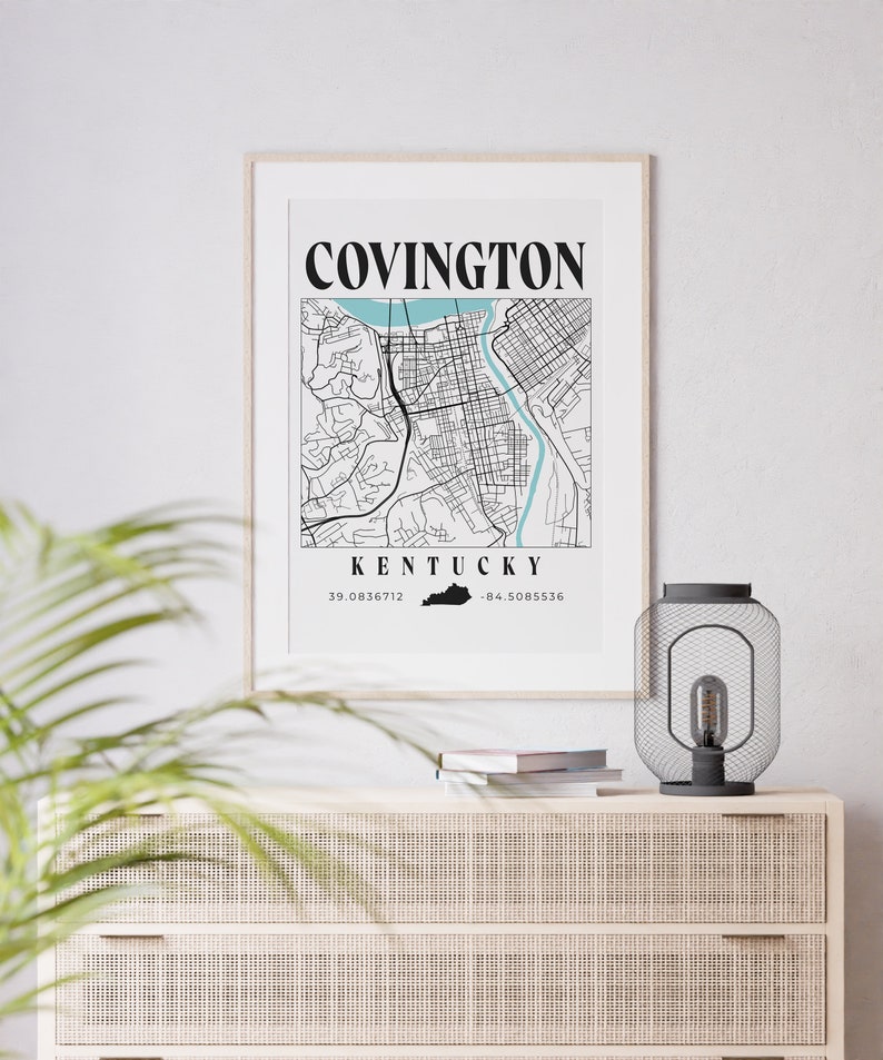 Covington Kentucky Covington Map Covington Print Kentucky - Etsy